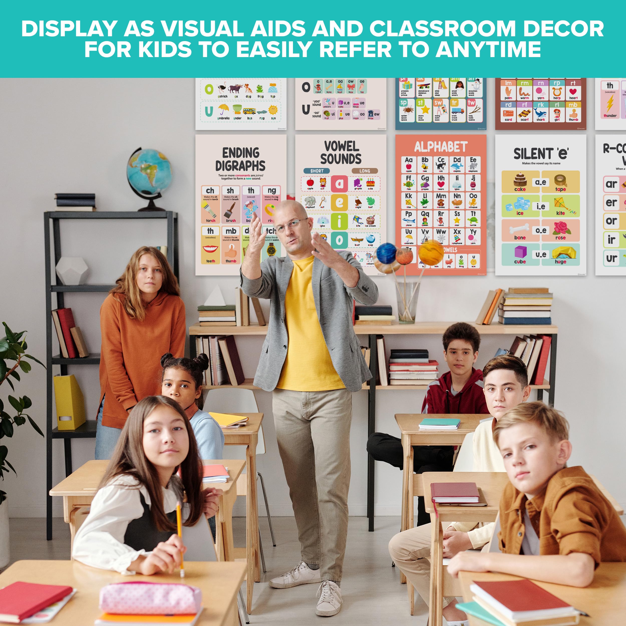 Mua Decorably Phonics Posters for Classroom - 15 Vowel Posters for ...