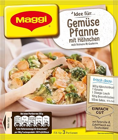 Maggi Fix für Gemüsepfanne mit Hähnchen, 40 g Beutel, ergibt 3 ...