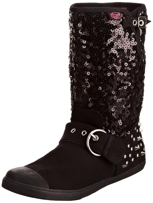 Sugar Shoes Women's Glamour Swirly Sequins Black Mid Calf Boots Glbssbl ...