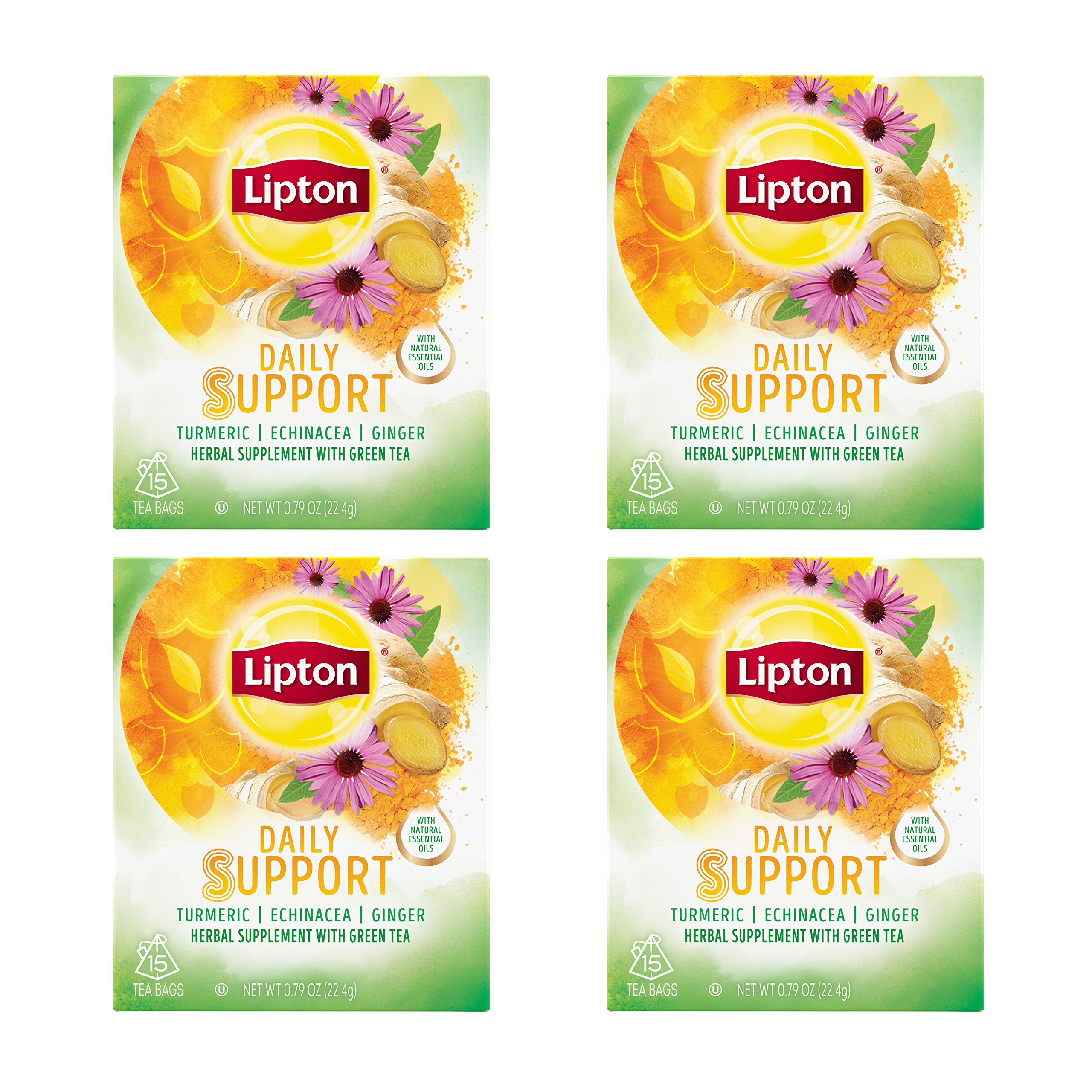 Lipton Herbal Supplement with Green Tea, Detox 15 ct, Pack of 4: Amazon ...