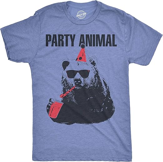 Amazon.com: Mens Party Animal Funny Bear Tee Birthday Shirts Hilarious ...