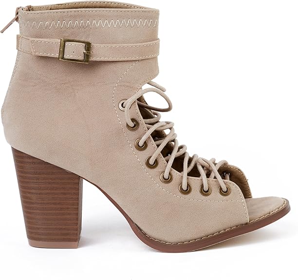 Amazon.com | Yoki Women Suede High Hills Boots Beige Color | Boots