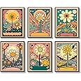 Amazon.com: Hippie Wall Art Retro Wall Decor Prints Set of 6 Hippie Flower Canvas 60s 70s ...