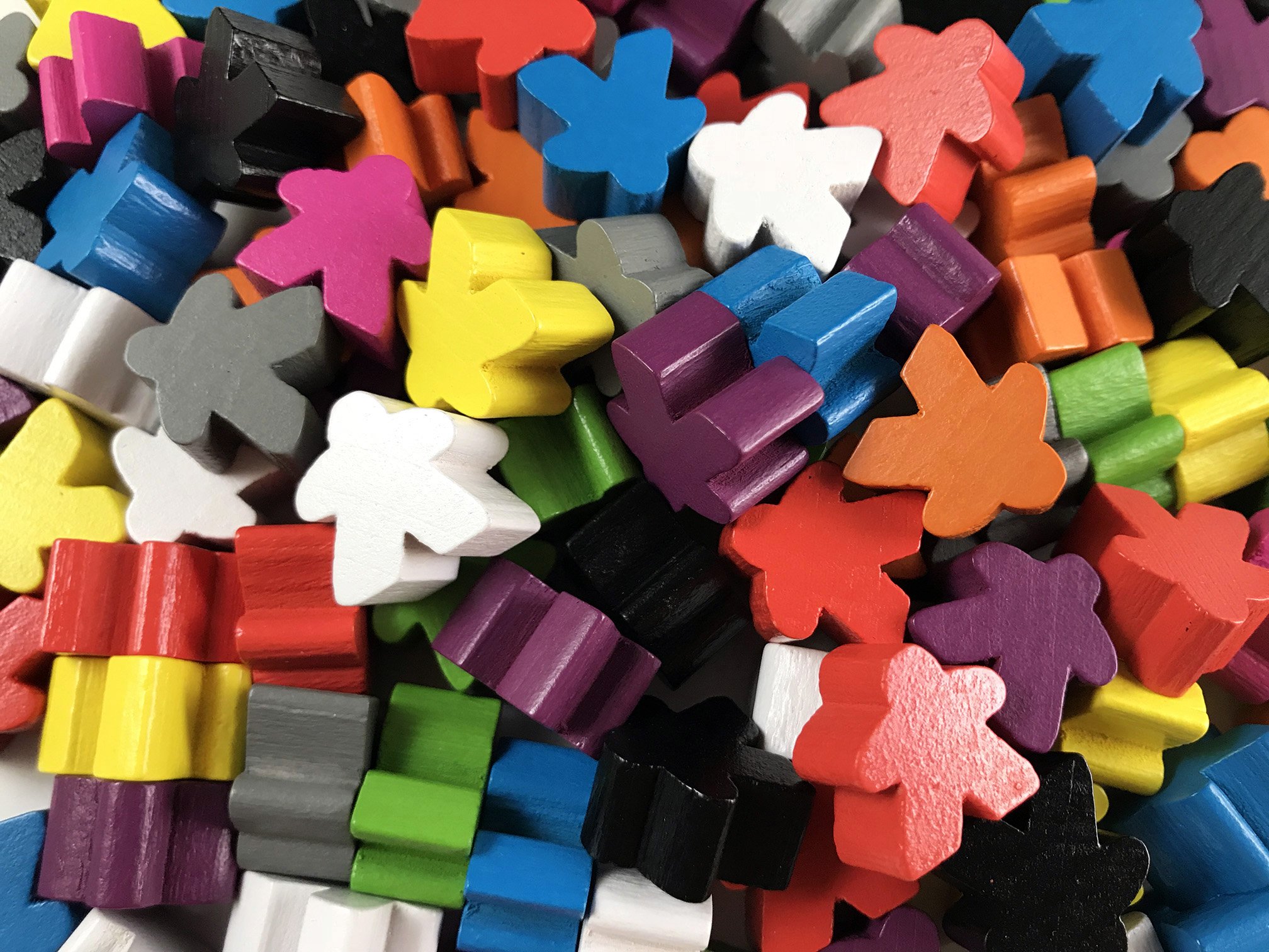 100 Multi-Color Wooden Meeples 10 different colors Standard Size 16mm ...