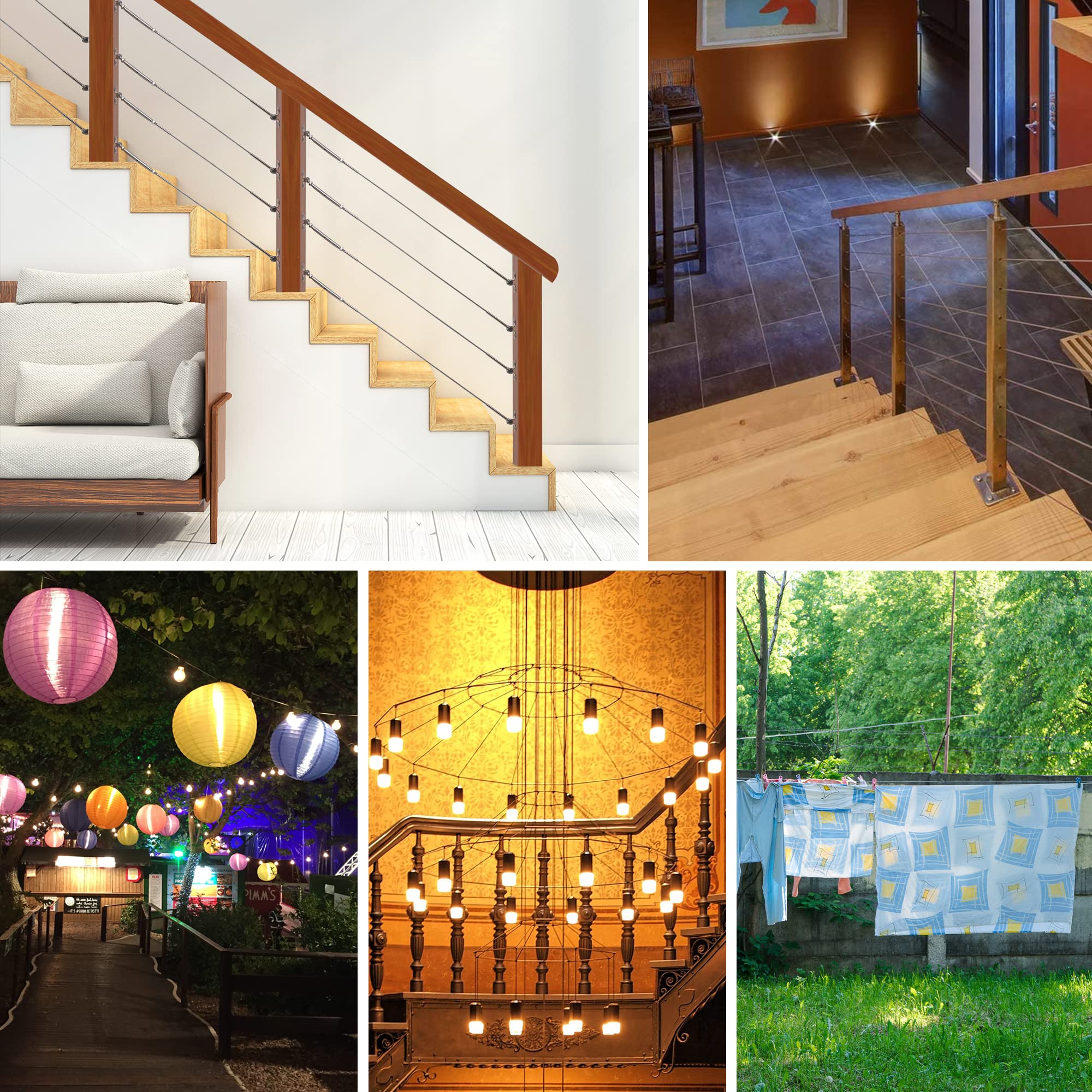 Mua Helffer 10 Pairs Cable Railing Hardware,1/8" Adjustable Angle 180 ...