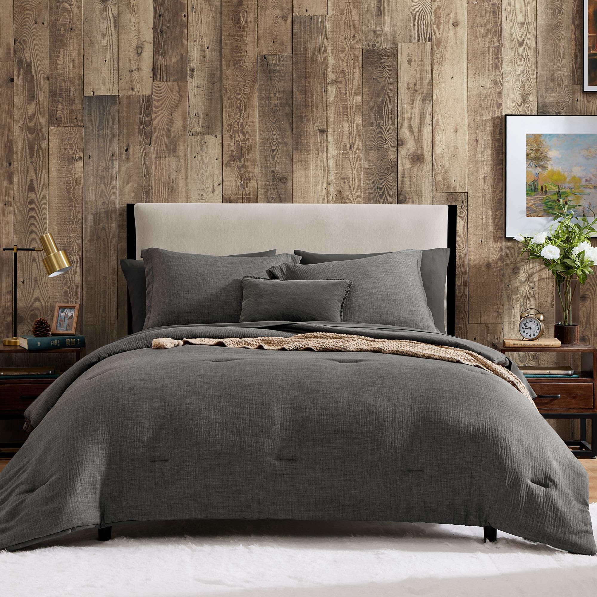 Geniospin King Comforter Set - 7 Pieces Comforter King Size, Soft Solid ...