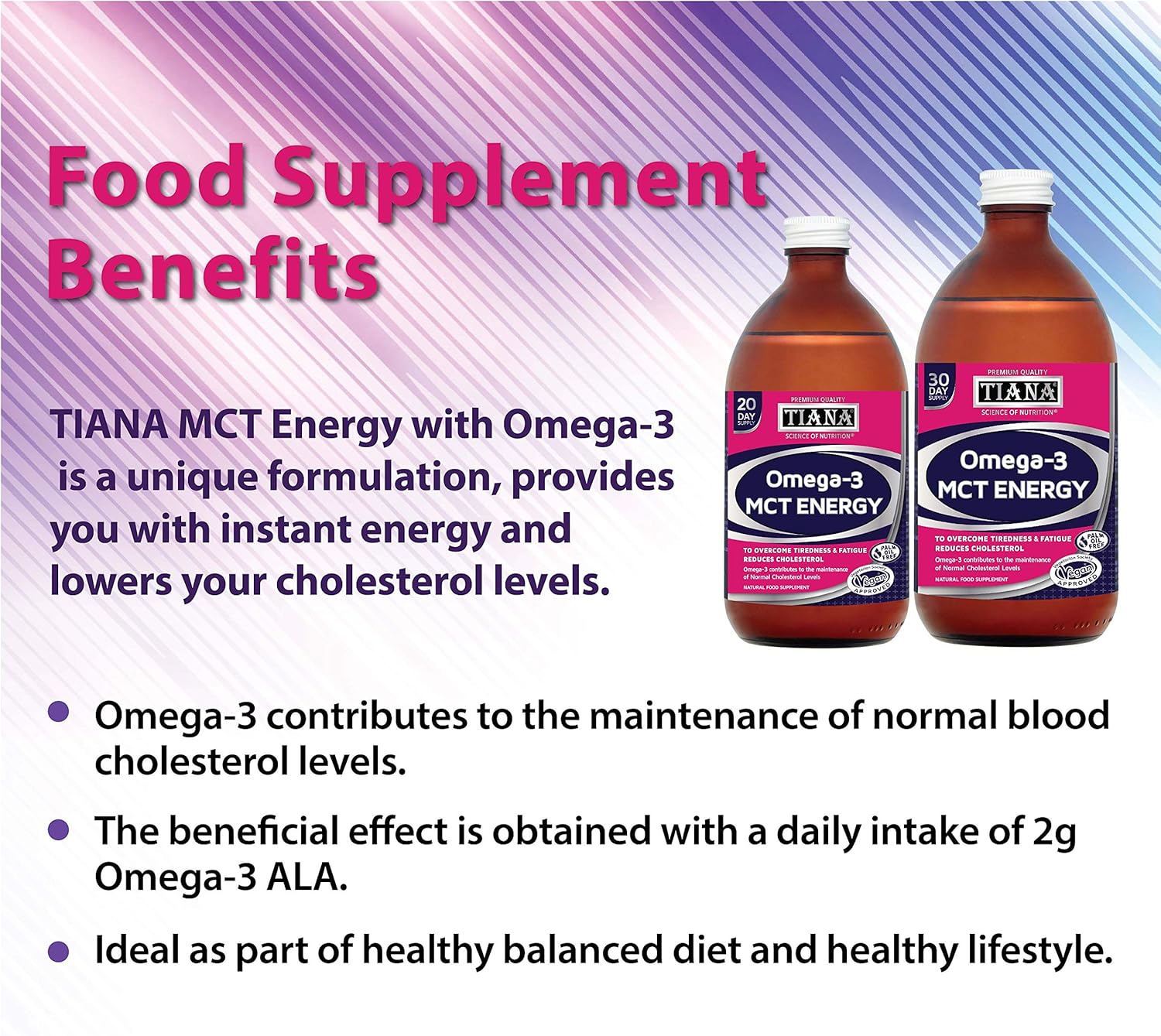 TIANA 100% MCT Oil with Omega 3 | 300ml | Premium Quality and High ...