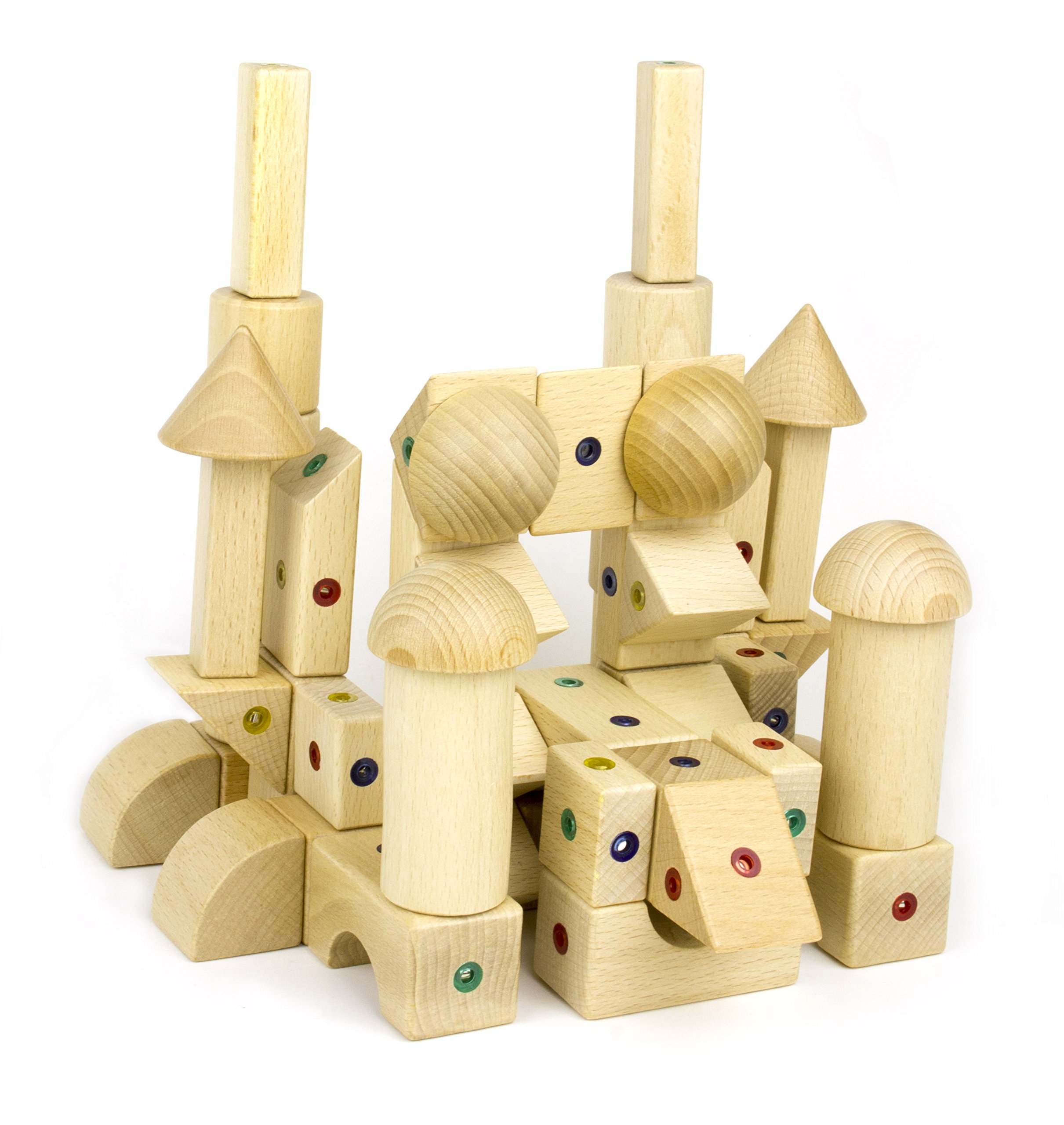 WIDU Architectural Magnetic Wood Blocks, 56 Piece Classroom Play Set in ...