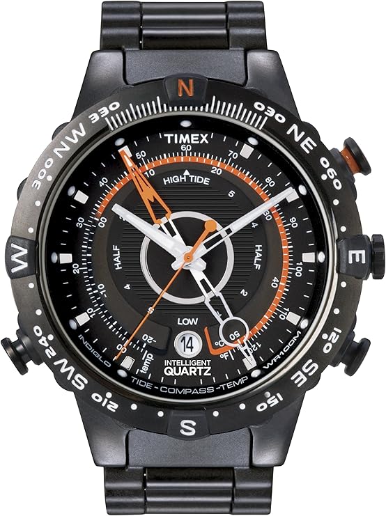 Timex Intelligent Quartz Men's Tide Temp Compass, Black IP Stainless ...