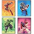 Amazon.com: Superhero Wall Decor Poster Prints - Set of 4 (8 inch x 10 ...