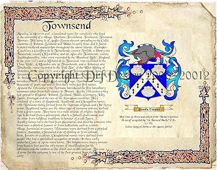 Amazon.com: Townsend Coat of Arms/ Family Crest on Fine Paper and ...