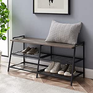 Amazon.com: Walker Edison Industrial Entryway Mudroom Storage Bench ...