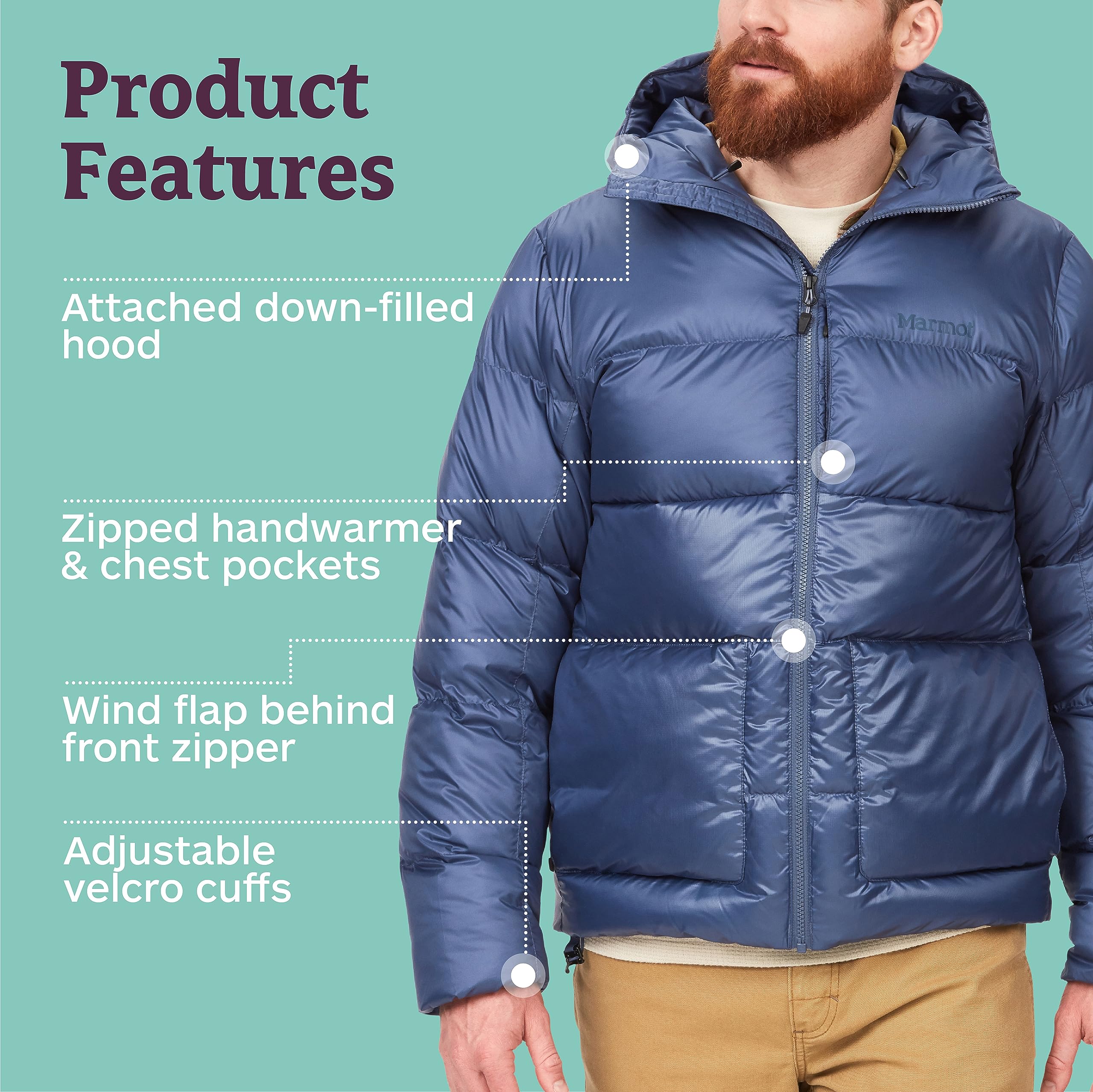 Mua MARMOT Men’s Guides Hoody Jacket | Down-Insulated, Water-Resistant, Lightweight, Storm ...