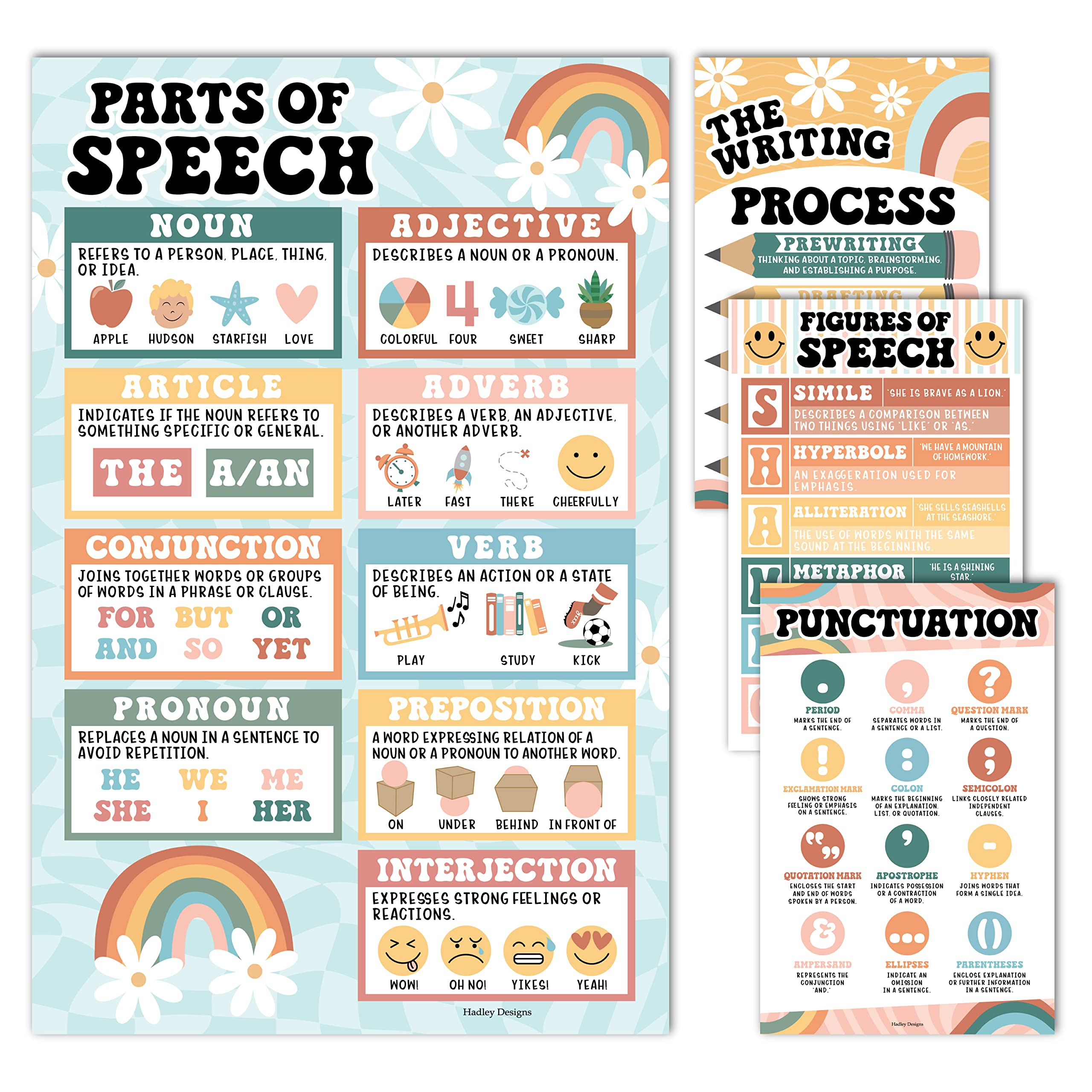 Mua Hadley Designs 4 Retro Grammar Posters for Language Arts - ELA ...