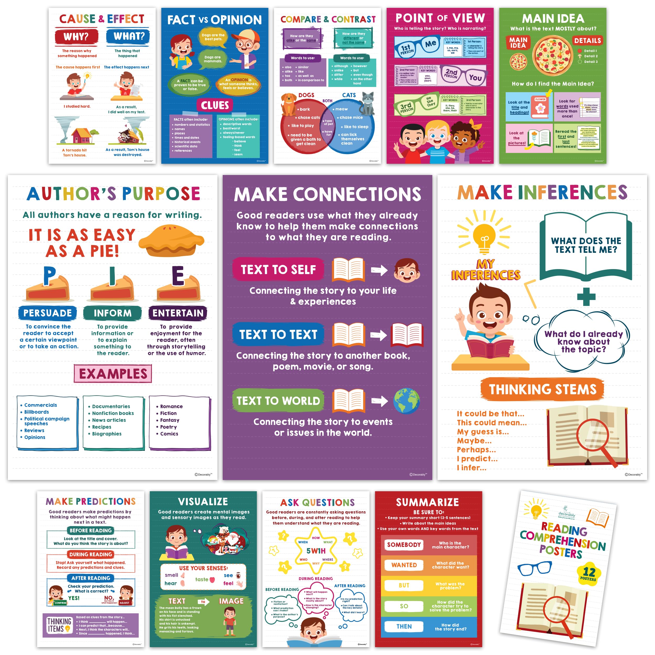 Mua 12 Reading Posters for Classroom - 11x16in Reading Strategies ...