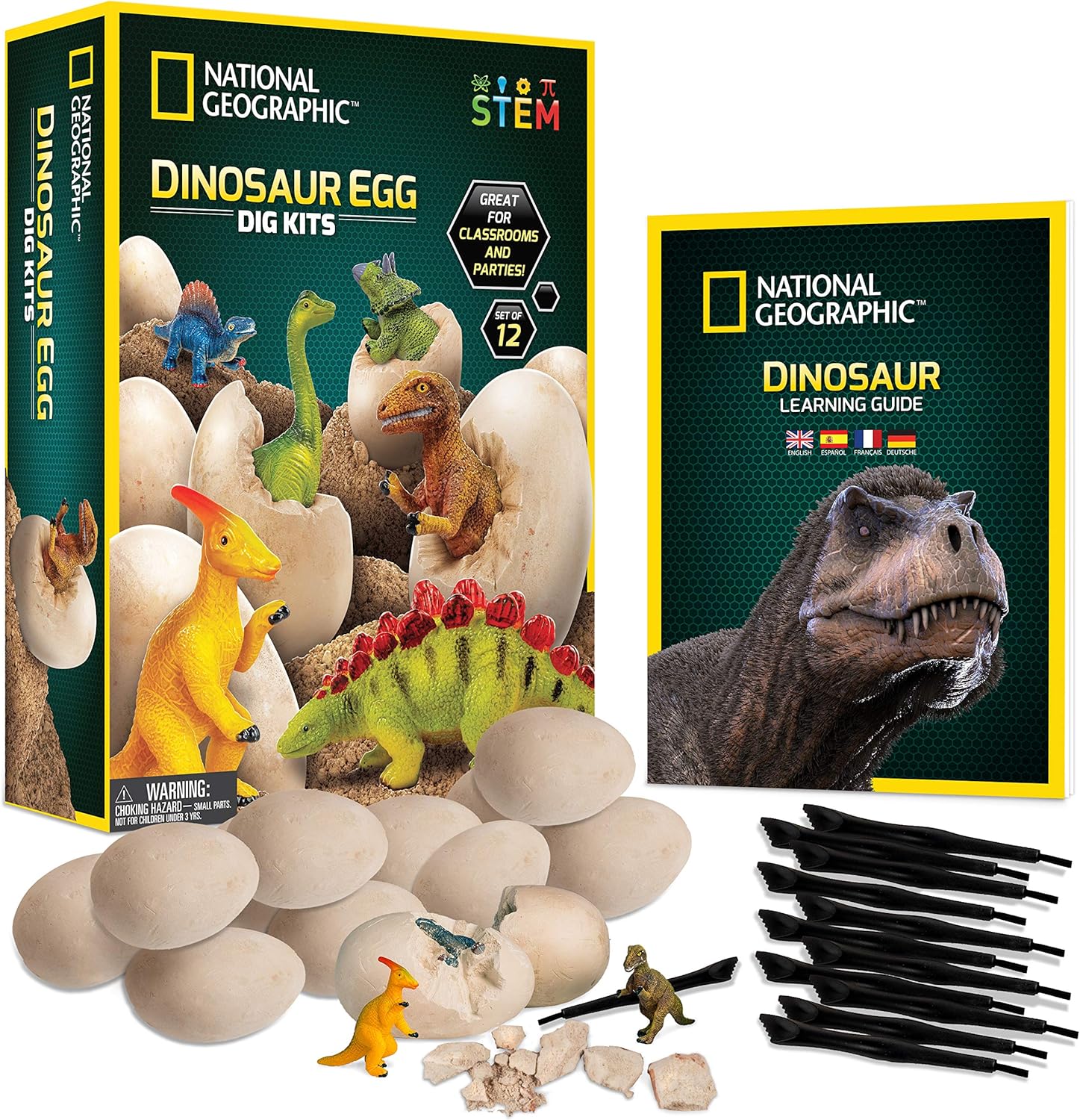 National Geographic Dinosaur Dig Kit – 12 Dino Egg Shaped Dig Bricks ...
