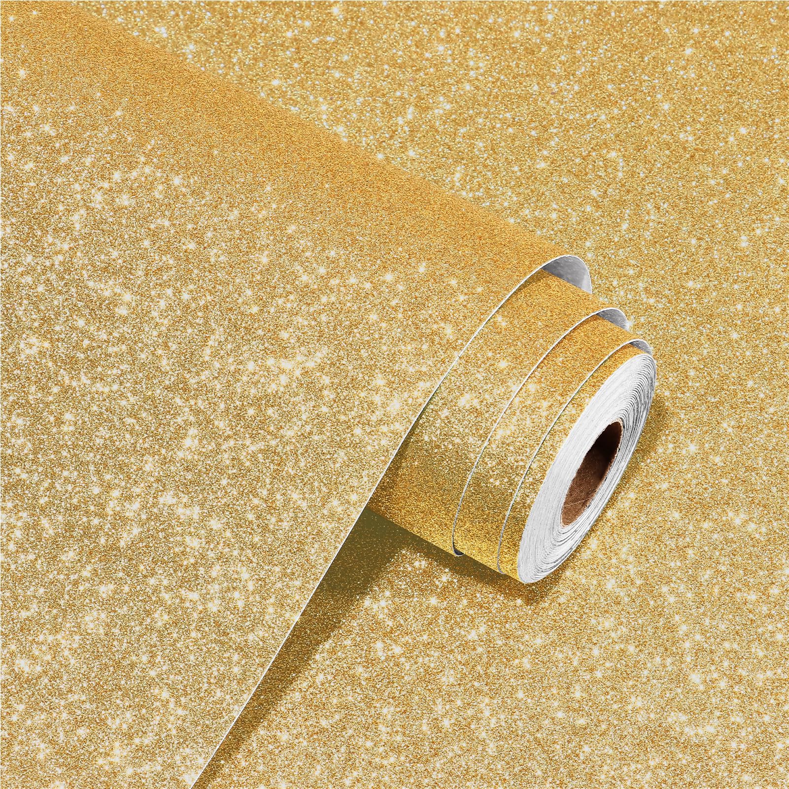 WESTICK Gold Glitter Wallpaper for Bedroom 394"x15.8" Self Adheisve ...
