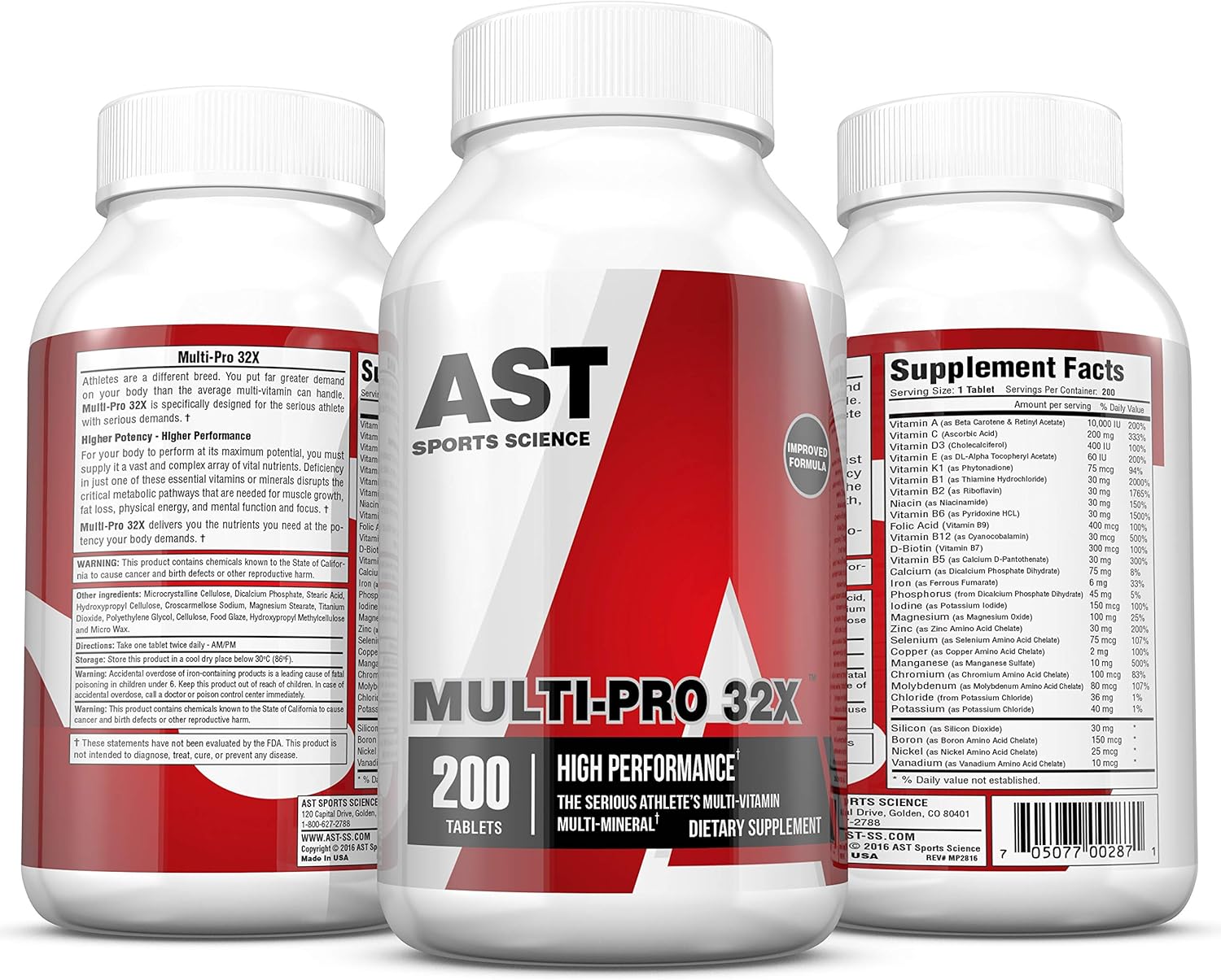 Multi-Vitamin Multi-Mineral - MultiPro 32X - 200 Tablets - AST Sports ...