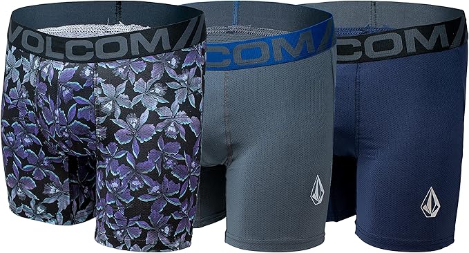 Volcom Mens Mesh Boxer Briefs 3 Pack Poly Spandex Performance Boxer ...