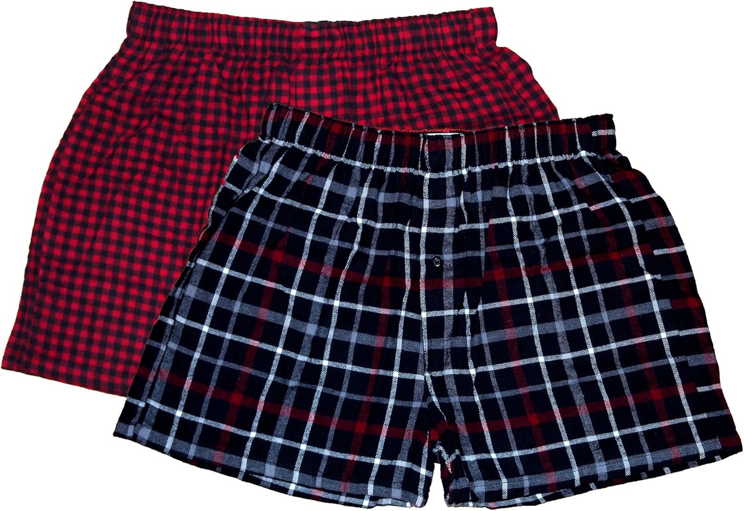 Hanes Men's Black and Red Plaid Flannel Boxer Shorts with Comfort Flex ...