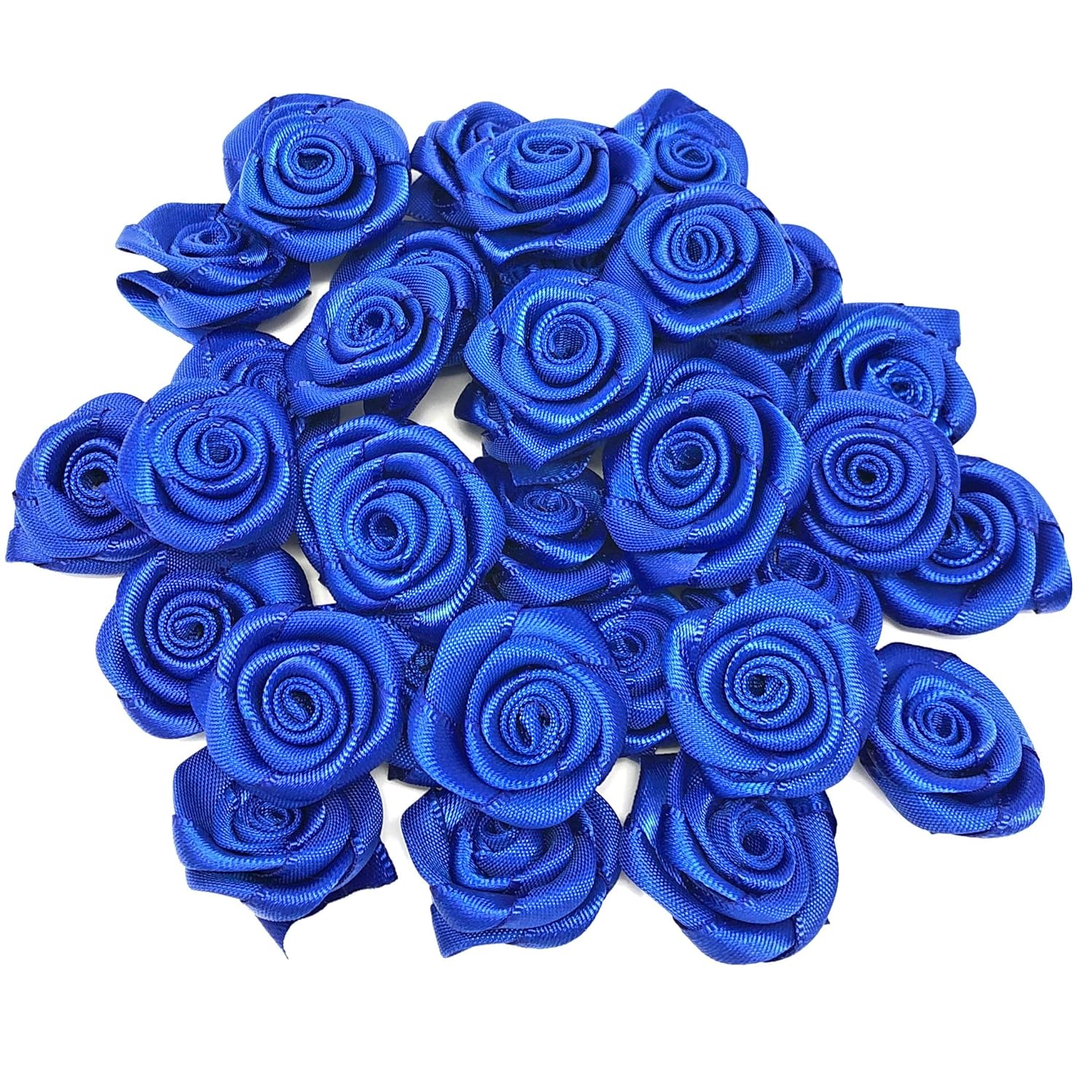 Royal Blue 25mm Satin Ribbon Rose Flowers Decorative Craft Flowers (50 ...