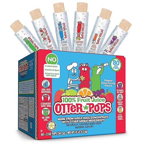 Otter Pops Freezer Bars, 100% Fruit Juice Ice Pops, Original Flavors ...