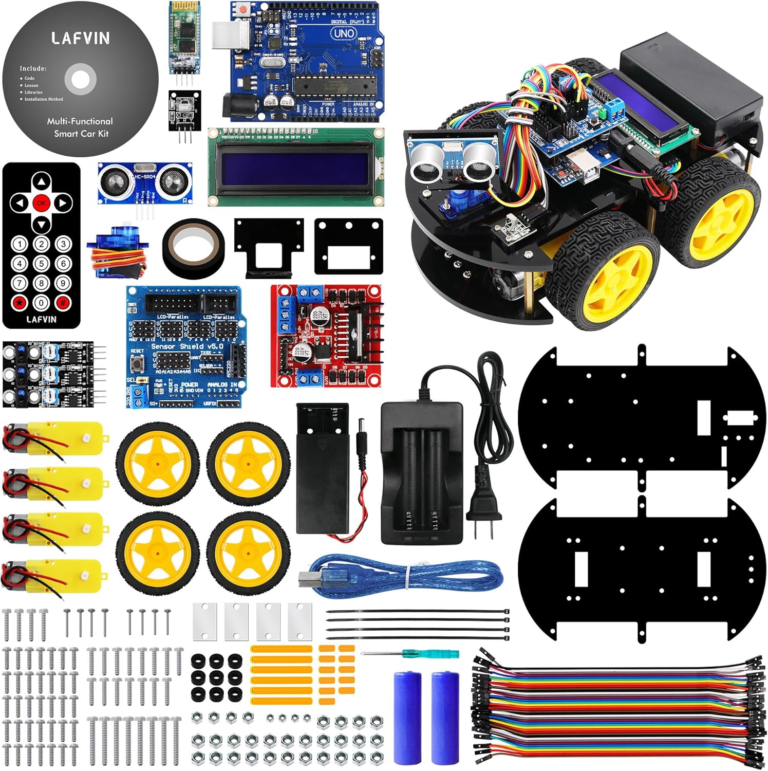 LAFVIN Multi-functional Smart Robot Car Kit for Arduino with UNO R3 ...