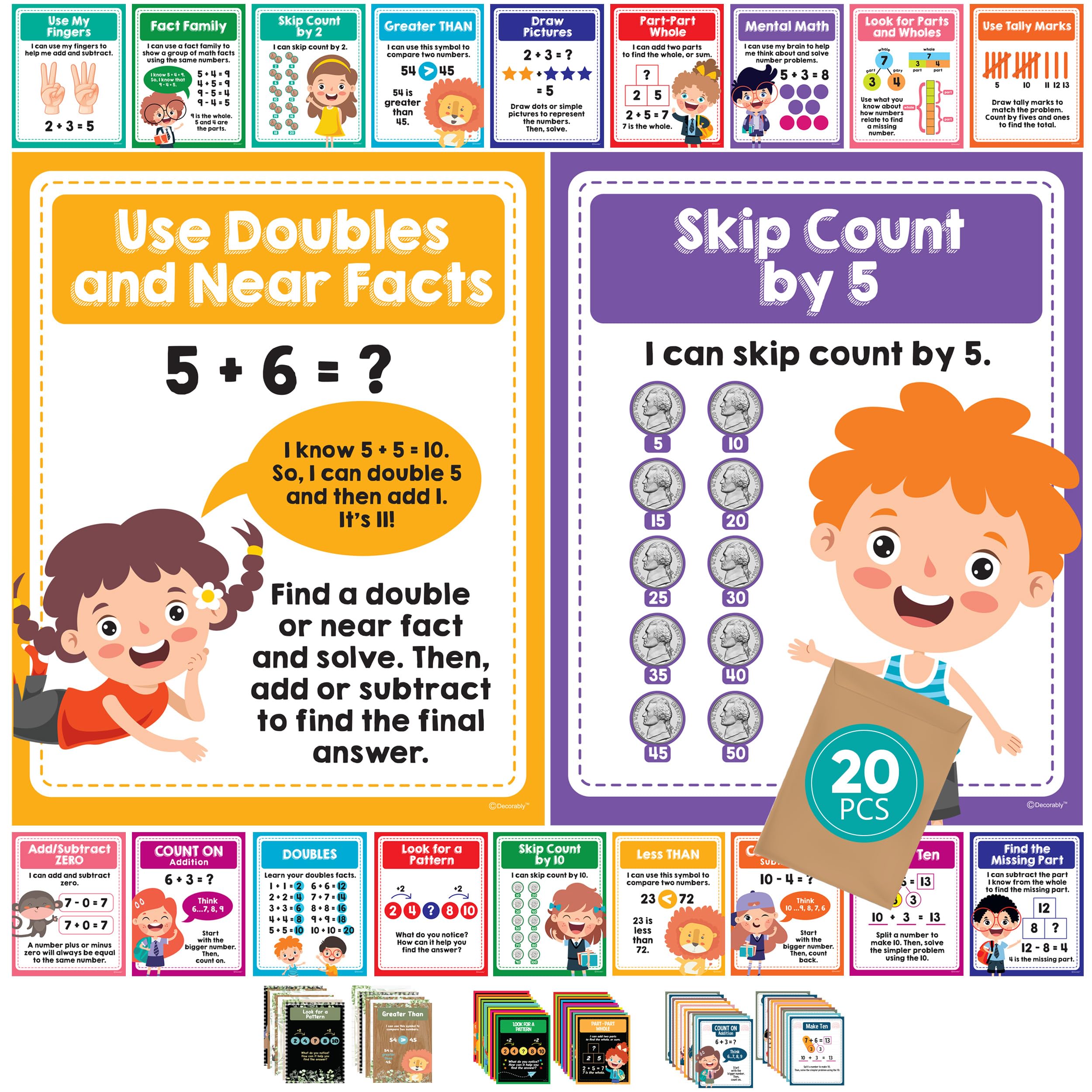 Mua Decorably 20 Vibrant Math Posters for Elementary School, 11x14in ...