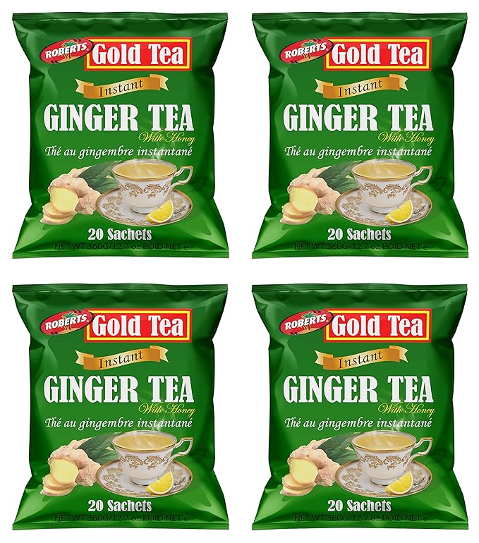 (Pack of 4) Gold Tea Instant Ginger Tea with Honey 360g (20 Sachets ...