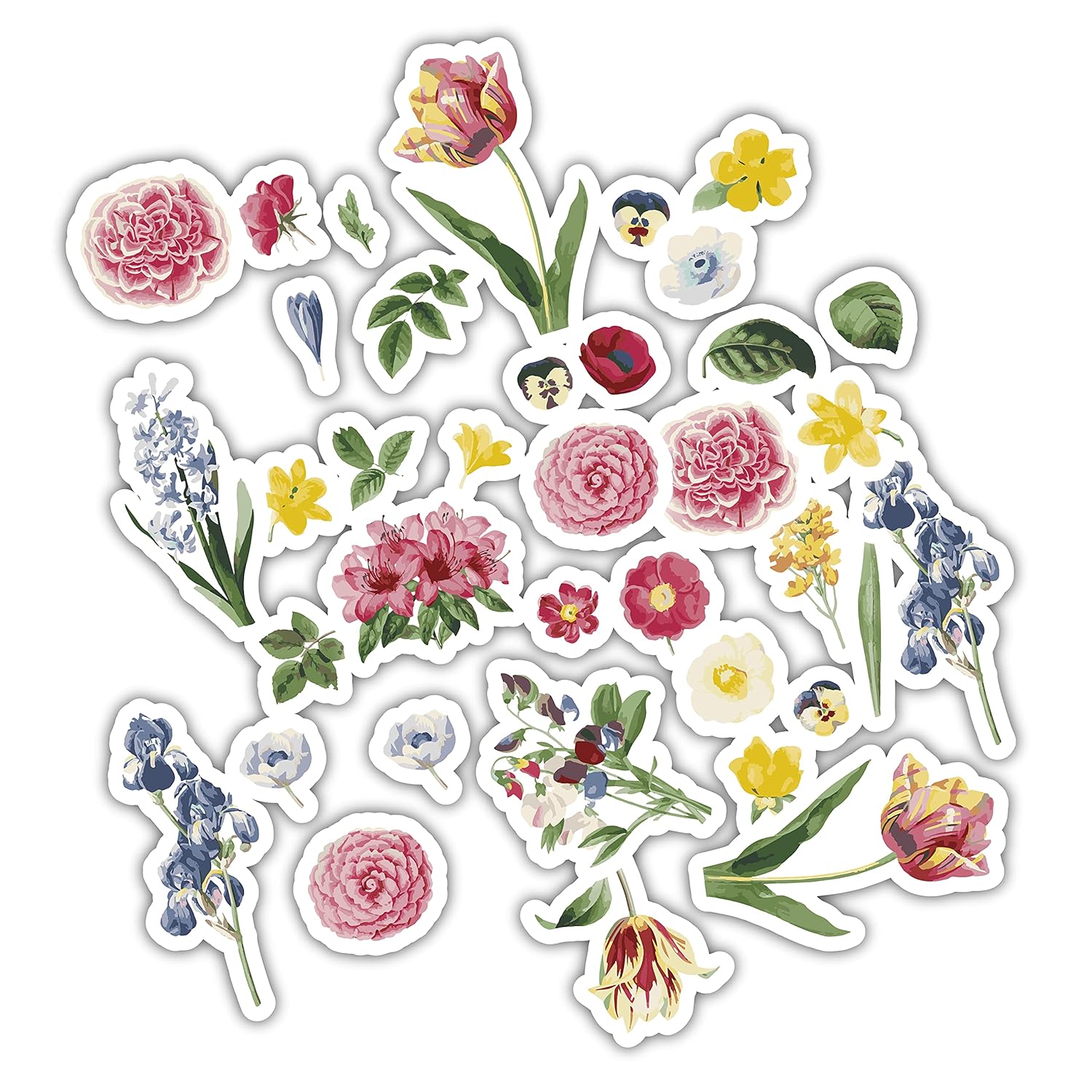 woopme 50 pcs Vintage Flowers Decorative Scrapbook Stickers for ...