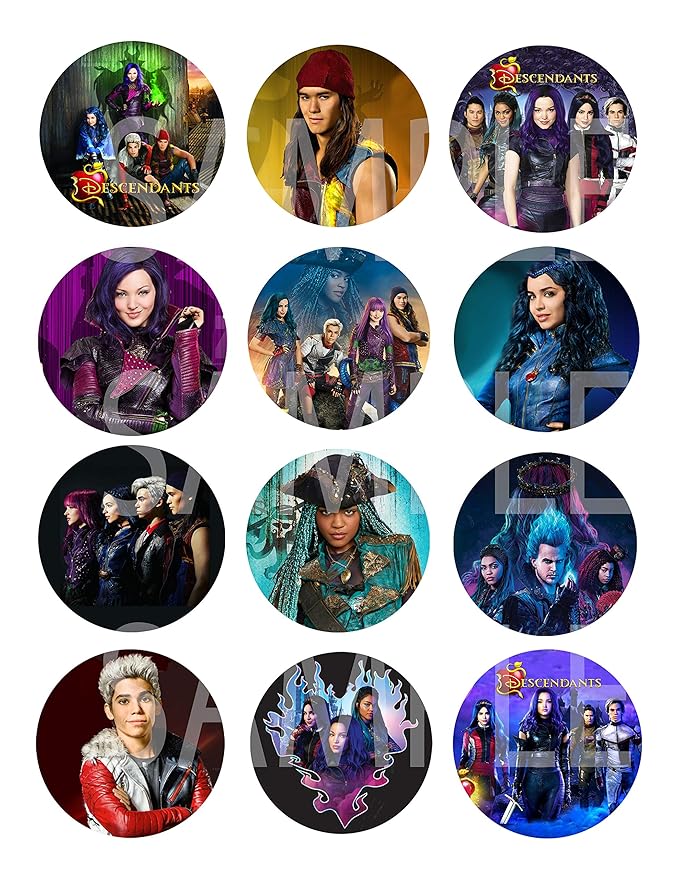 Descendants Stickers, Large 2.5” Round Circle DIY Stickers to Place ...