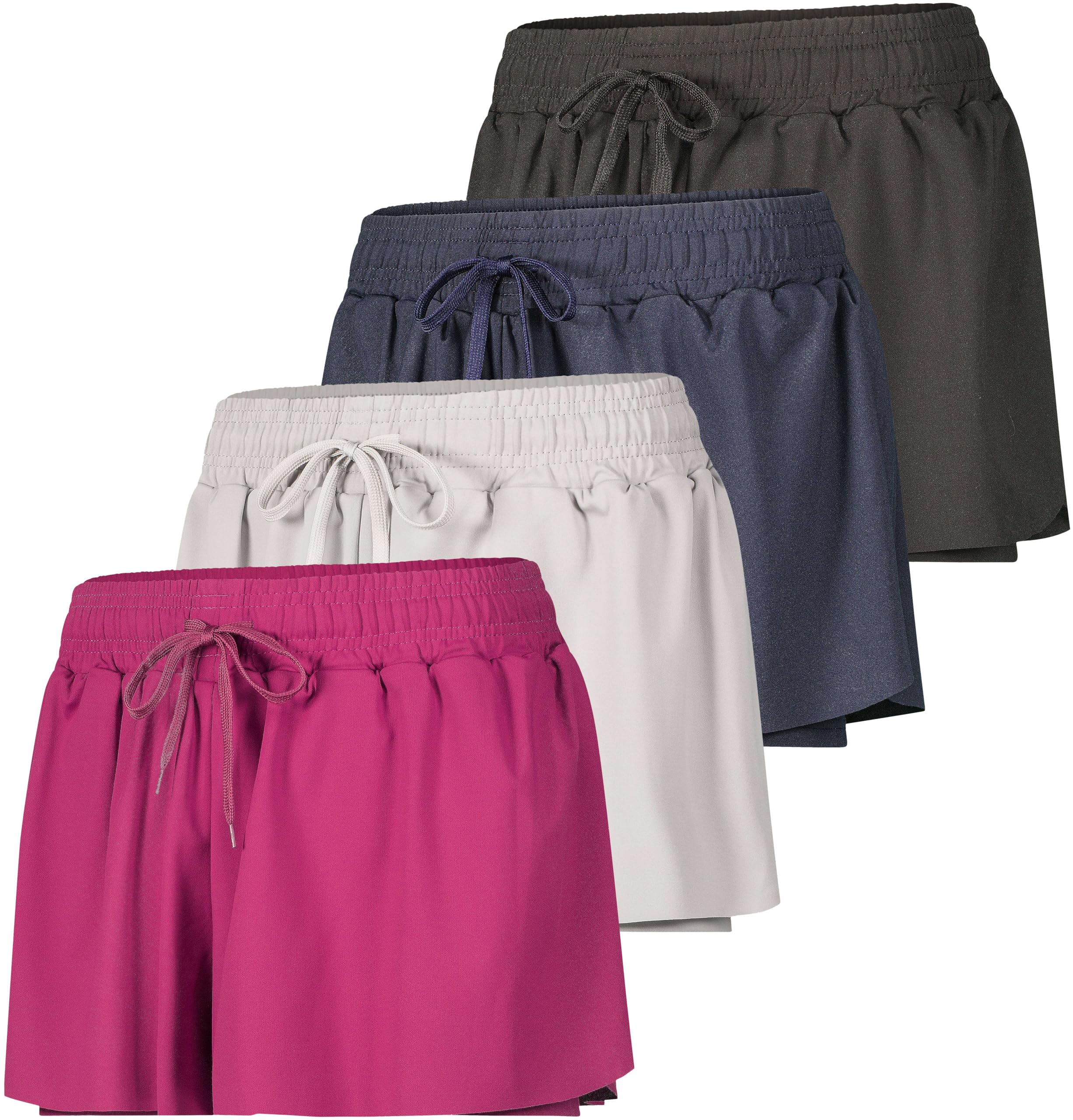 4-Pack: Womens Flowy Shorts Short Women Running Workout Athletic Skort ...