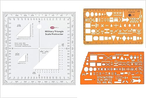 Gotical Combo of Military UTM/MGRS Coordinate Scale Map Protractor and ...