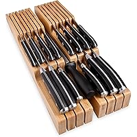 Utoplike in-Drawer Knife Block Bamboo Kitchen Knife Drawer Organizer ...
