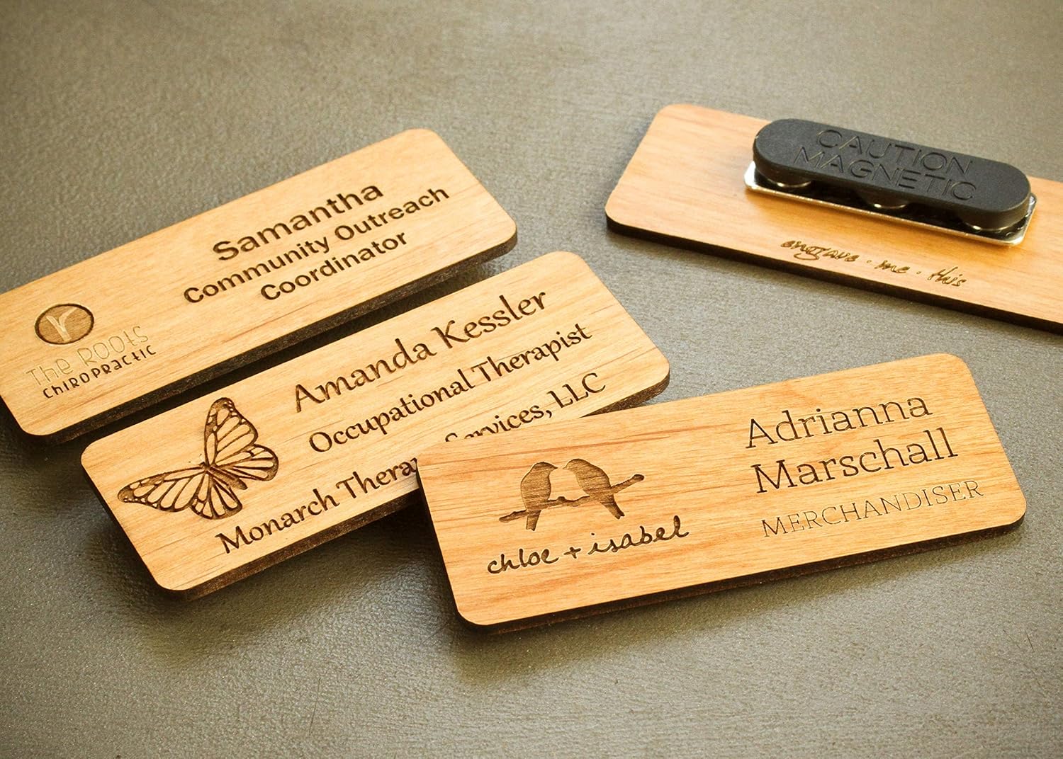 Amazon Wood Name Badge With Magnet Backing Custom Engraved Name 