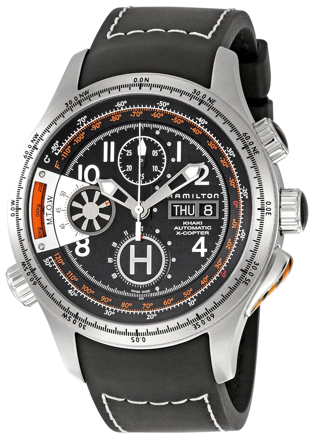 Hamilton Men's H76616333 Aviation X-Copter Black Day Date Dial Watch ...