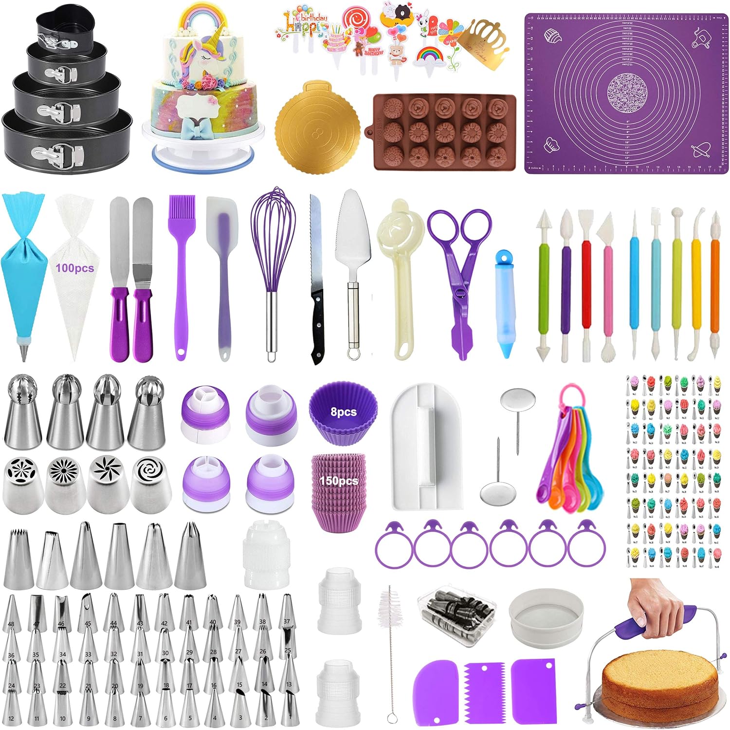 Cake Decorating Supplies Kit Set of 428, Baking Pastry Tools with 4 ...