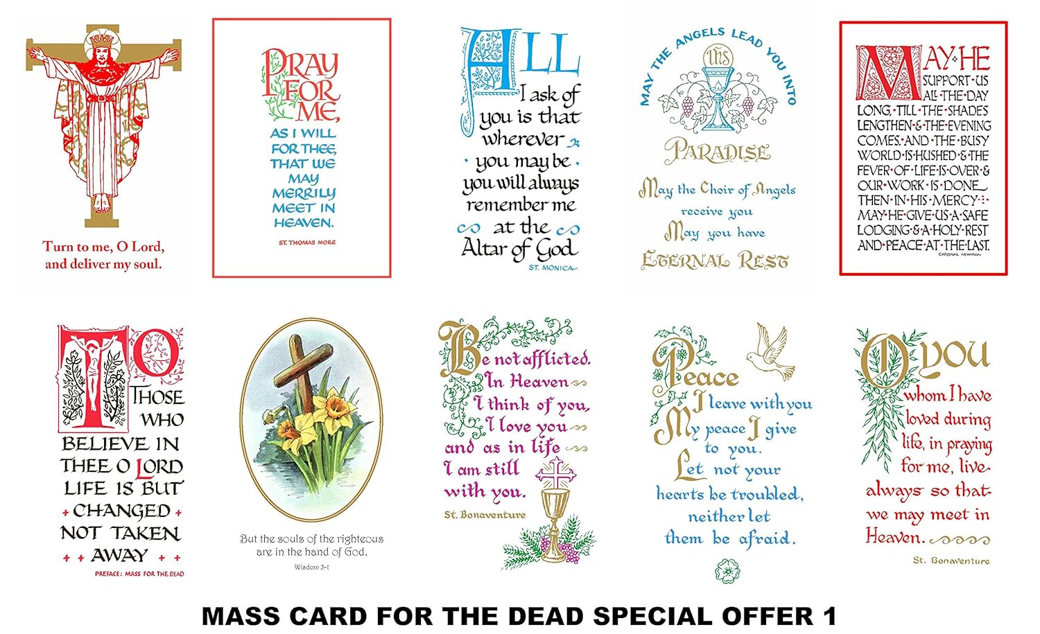 10 Assorted Religious Mass Cards for The deceased 1: Amazon.co.uk ...