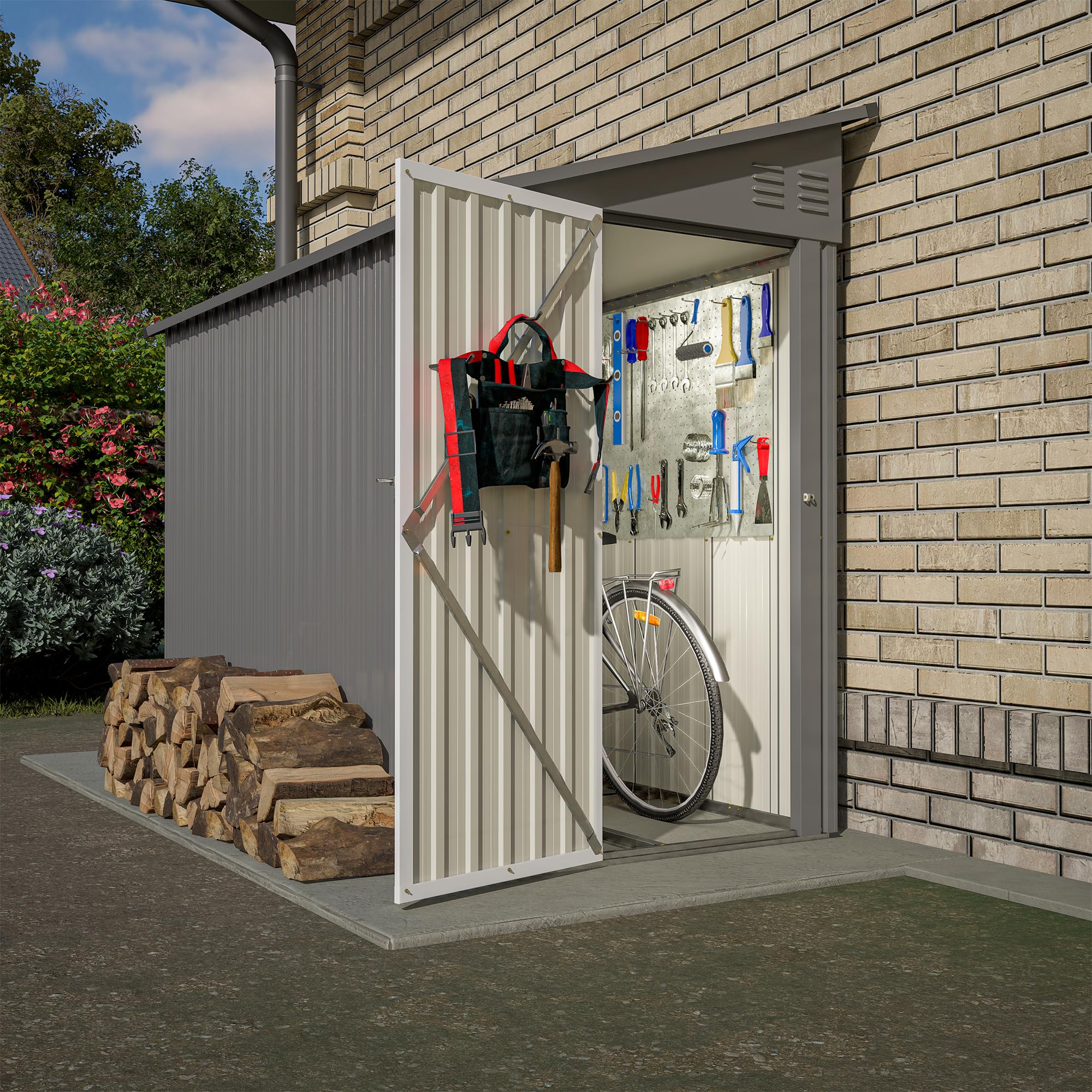 YOPTO 4×8 FT Storage Shed with Lockable Door and 2 Air Vents,Lean to ...