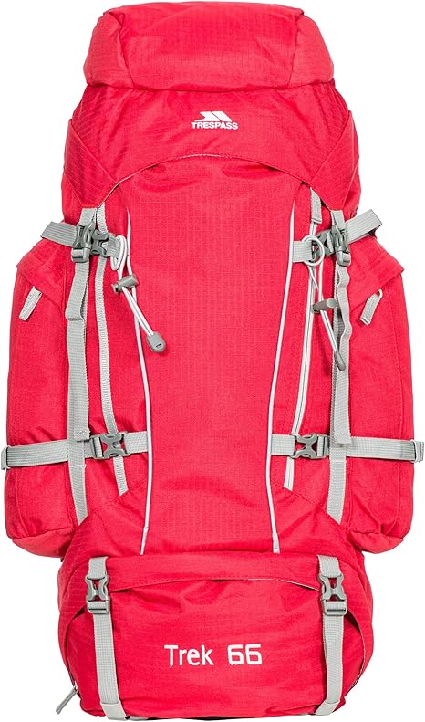 Trespass Trek 66, Red Tone, Rucksack 66 Liter mit eingebauter ...