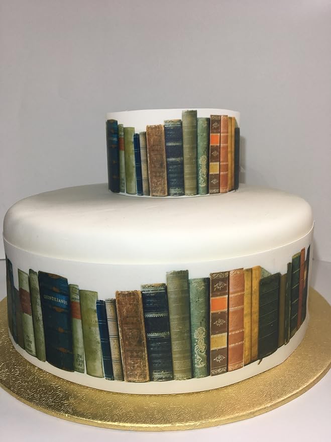 Edible Decor Sheet Vintage Books Border Ribbon - Perfect for Decorating ...