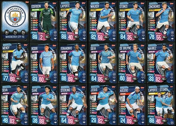 MATCH ATTAX 19/20 MANCHESTER CITY FULL 18 CARD TEAM SET - CHAMPIONS ...