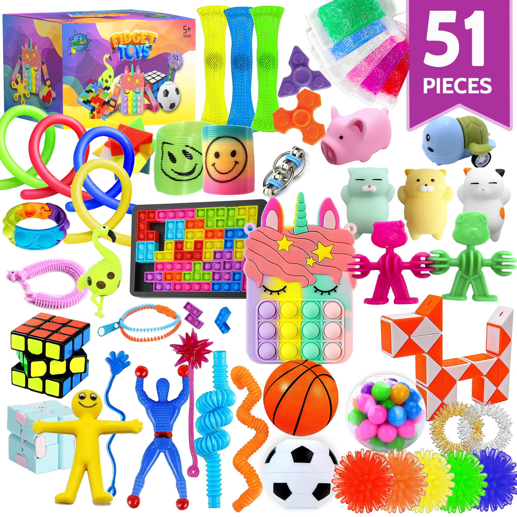 Mua (51 Pcs) Fidget Toys Pack, Popits Fidgets Set for Classroom Prizes and Party Favors, Sensory ...