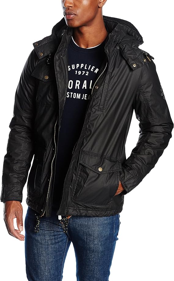 Kaporal Men's Barka Coat, Black - Noir (Black), Small: Amazon.co.uk ...