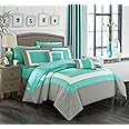 Amazon.com: Chic Home Duke Queen Comforter Set 10-Piece, Colorblocked ...