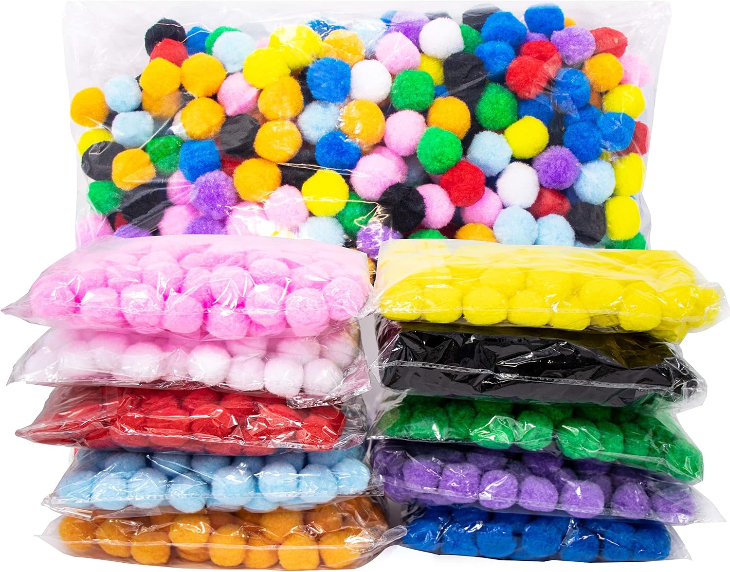 1000 pompones de 1 pulgada para manualidades, 10 colores surtidos ...