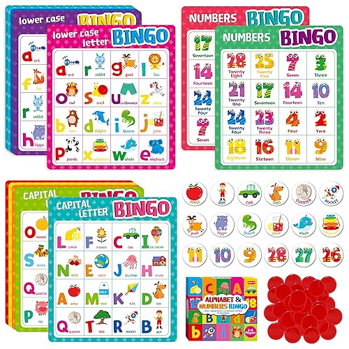 SpriteGru Alphabet Bingo Game, ABC & 123 Bingo Board Game for Kids 4-8 ...