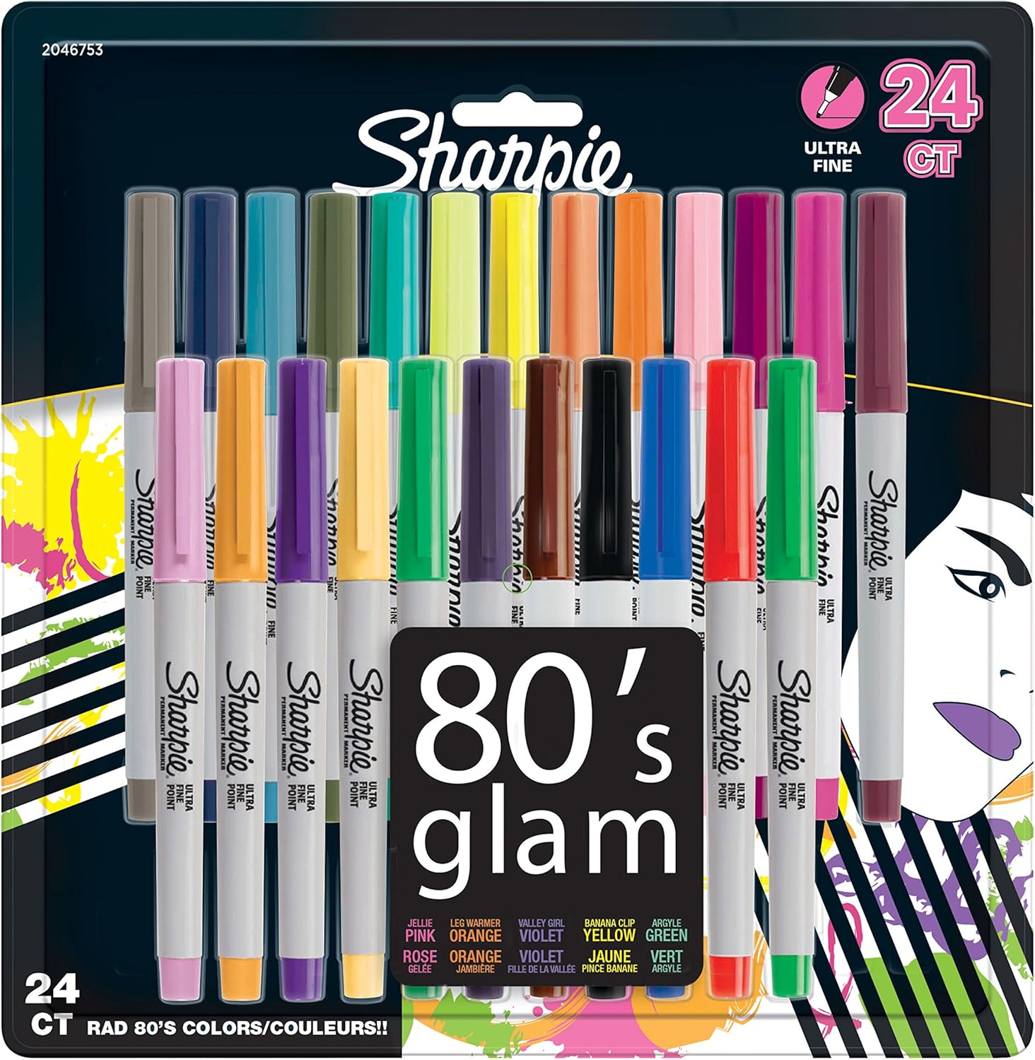 Sharpie Electro Pop - Rotuladores permanentes, Ultrafino, 80s Glam, 24 ...