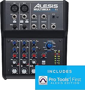 Alesis MultiMix 4 USB FX | Four-Channel USB Audio Mixer with Integrated ...