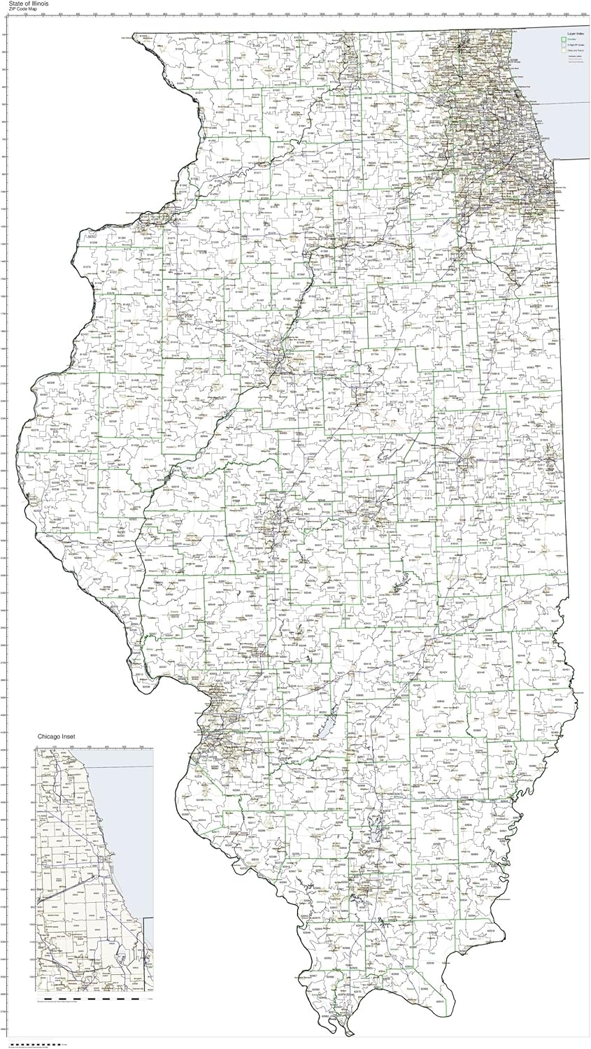 Illinois zip code map printable